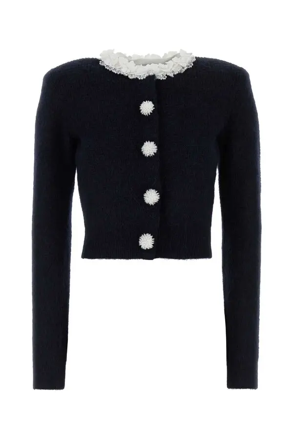 SELF-PORTRAIT Navy Knit Cardigan