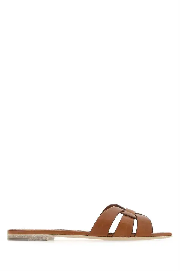 Saint Laurent Leather Tribute 05 Slippers - Brown