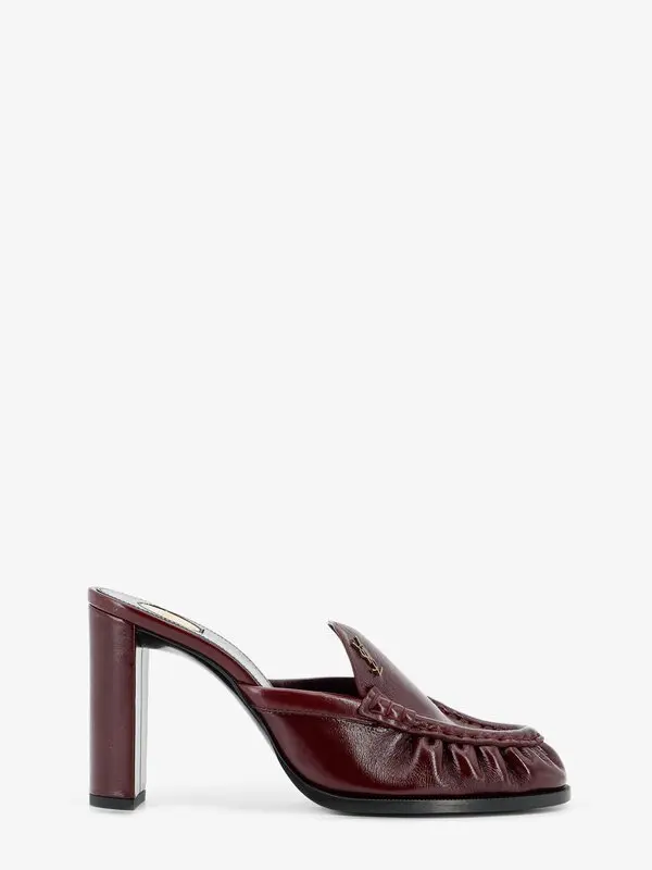 Saint Laurent Le Loafer Leather Sandals With Metal Cassandre Logo