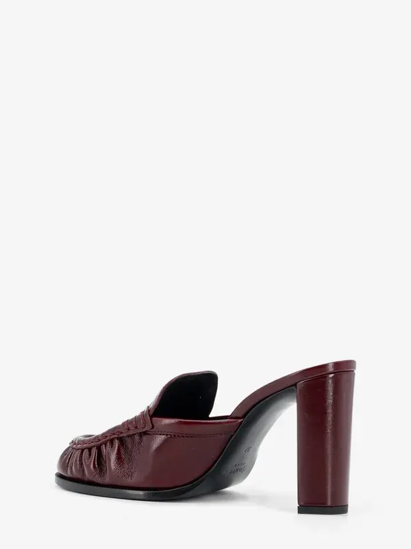 Saint Laurent Le Loafer Leather Sandals With Metal Cassandre Logo