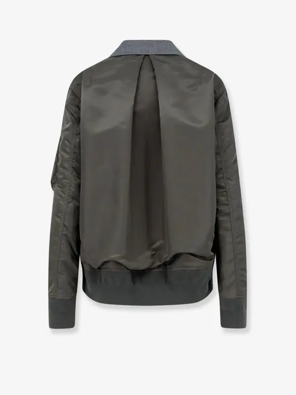 Sacai Wool Blazer With Nylon Sleeves