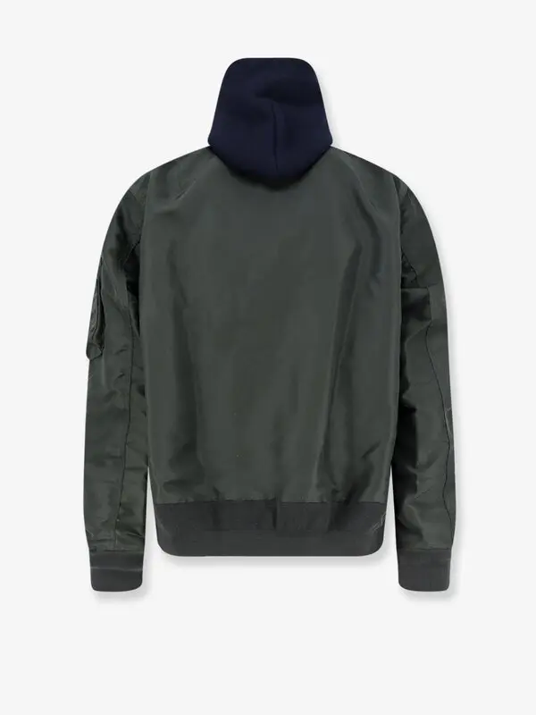 Sacai Cotton Blend Sweatshirt With Nylon Sleeves