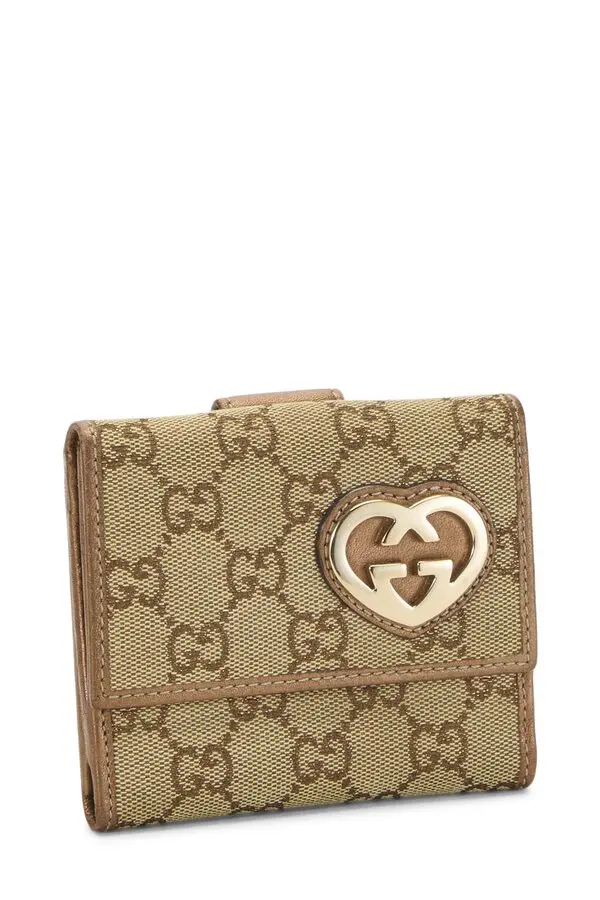 Gucci Gold Original Gg Lurex Lovely Heart Continental Wallet