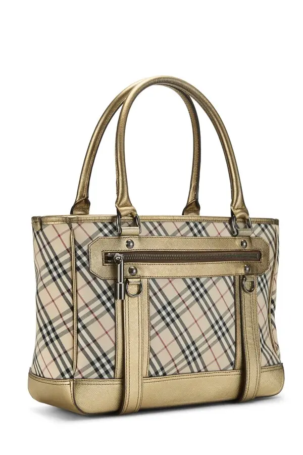 Burberry Jacquard House Check Zip Tote - Beige
