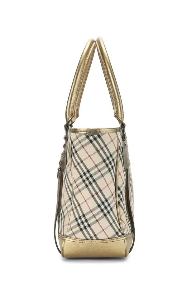 Burberry Jacquard House Check Zip Tote - Gold