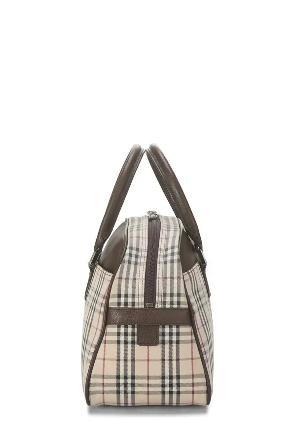 Burberry Jacquard Check Bowler Handbag - Beige
