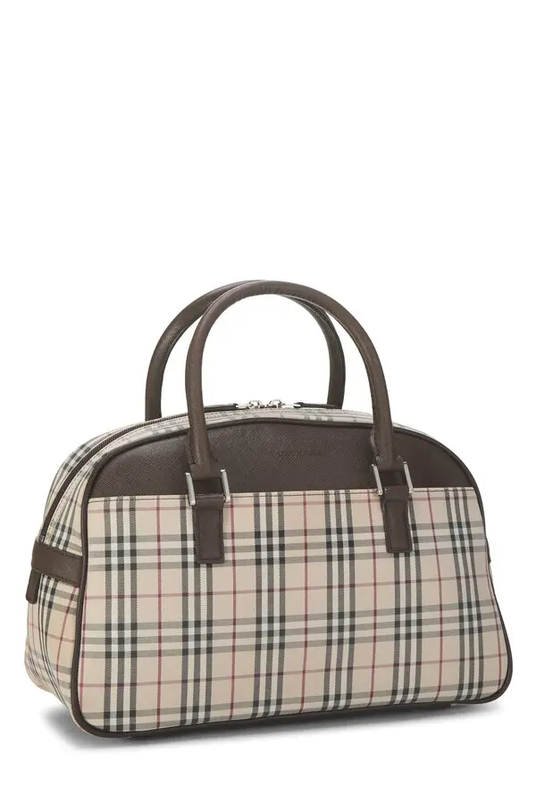 Burberry Jacquard Check Bowler Handbag