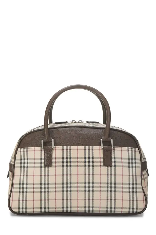 Burberry Jacquard Check Bowler Handbag