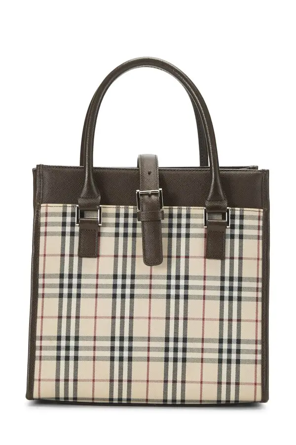 Burberry Jacquard Buckle Handbag - Brown