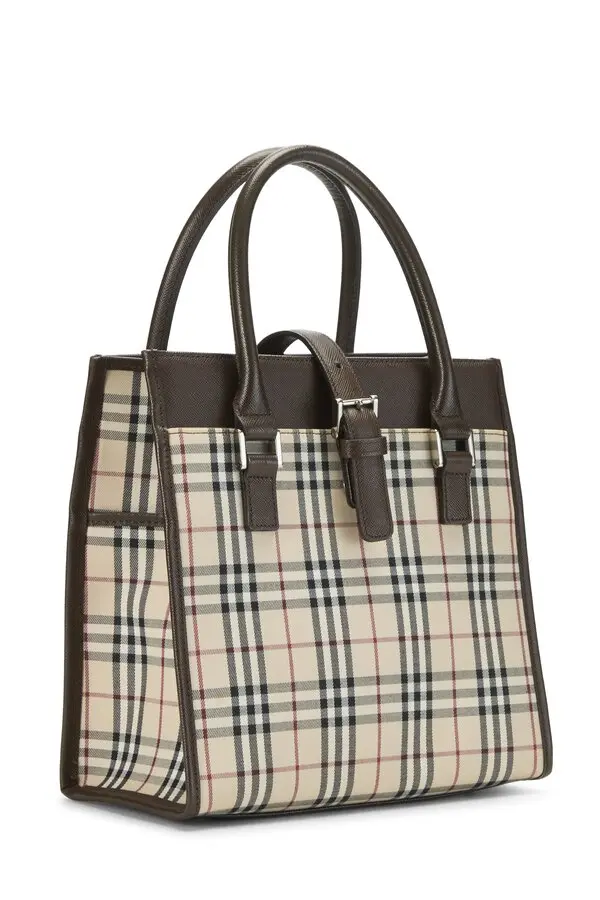 Burberry Jacquard Buckle Handbag - Brown