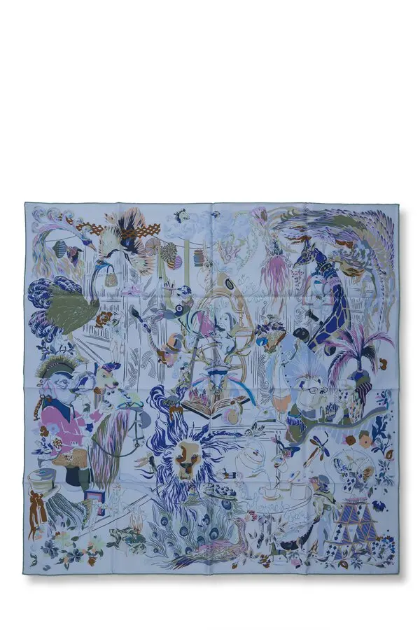 Hermès Multicolor 'emile Et Une Nuit' Silk Scarf 90 - Blue