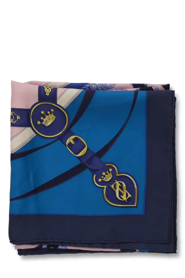 Hermès Multicolor 'la Promenade Du Matin' Silk Scarf 90 - Blue