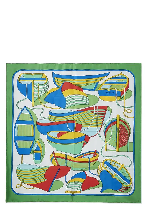 Hermès Multicolor 'thalassa' Silk Scarf 90 - Green