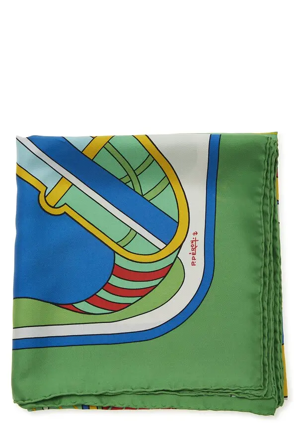 Hermès Multicolor 'thalassa' Silk Scarf 90 - Green