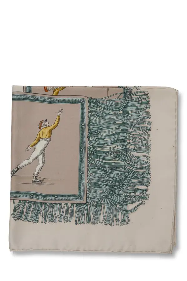 Hermès Multicolor 'les Plaisirs Du Froid' Silk Scarf 90