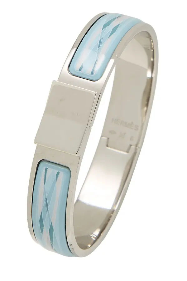 Hermès Silver Loquet Bangle - Blue