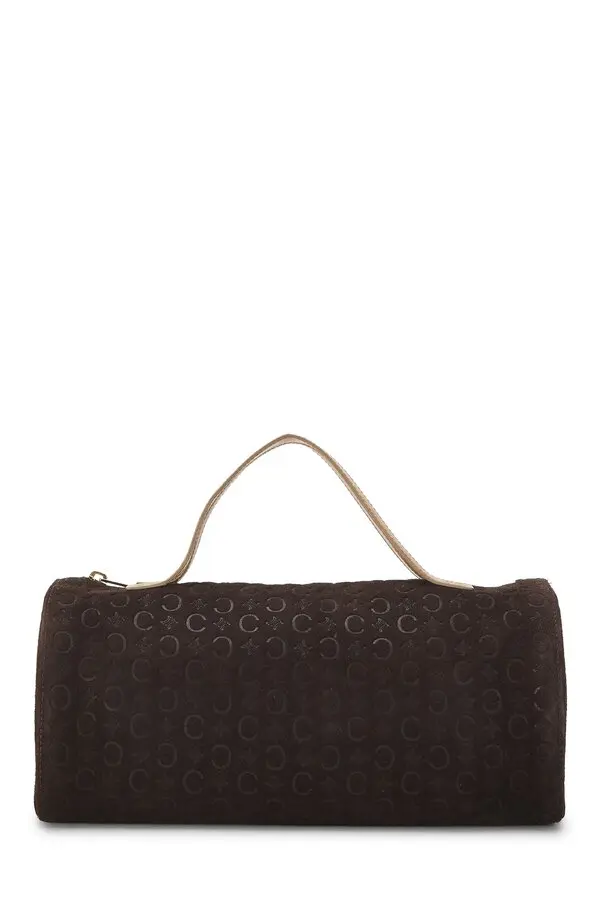 Celine Embossed Suede Barrel Handbag