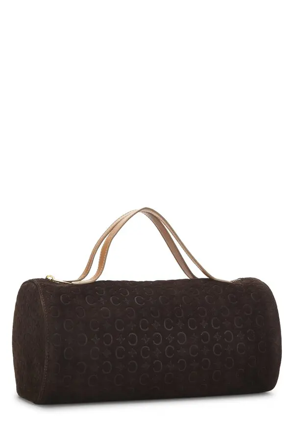 Celine Embossed Suede Barrel Handbag