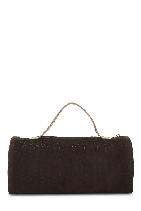 Celine Embossed Suede Barrel Handbag