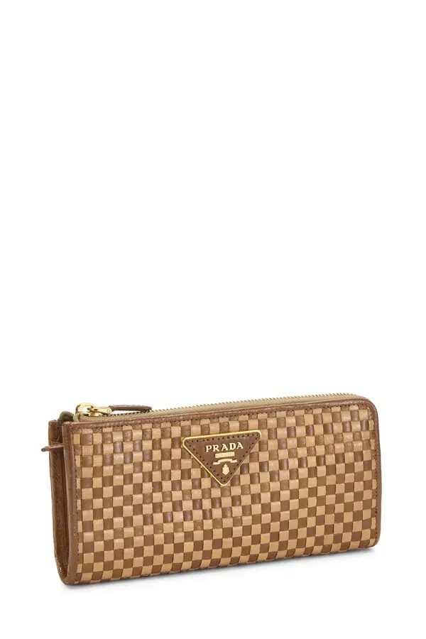 Prada Woven Zip Around Wallet