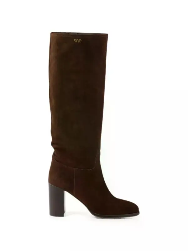 Prada Suede Block Heel Boots