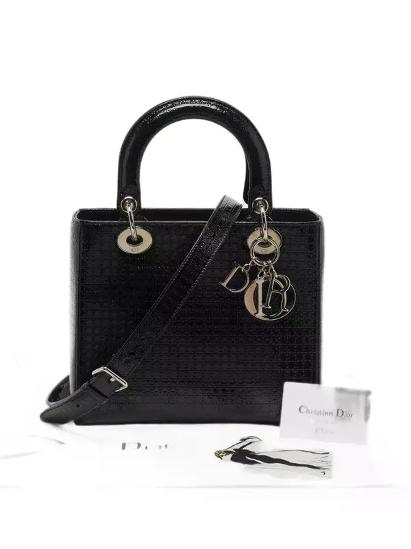 Dior 2016 Medium Lady Microcannage Tote Bag - Black