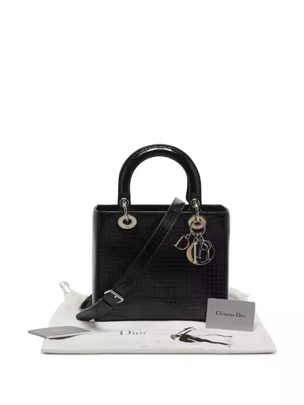 Dior 2016 Medium Lady Microcannage Tote Bag - Black