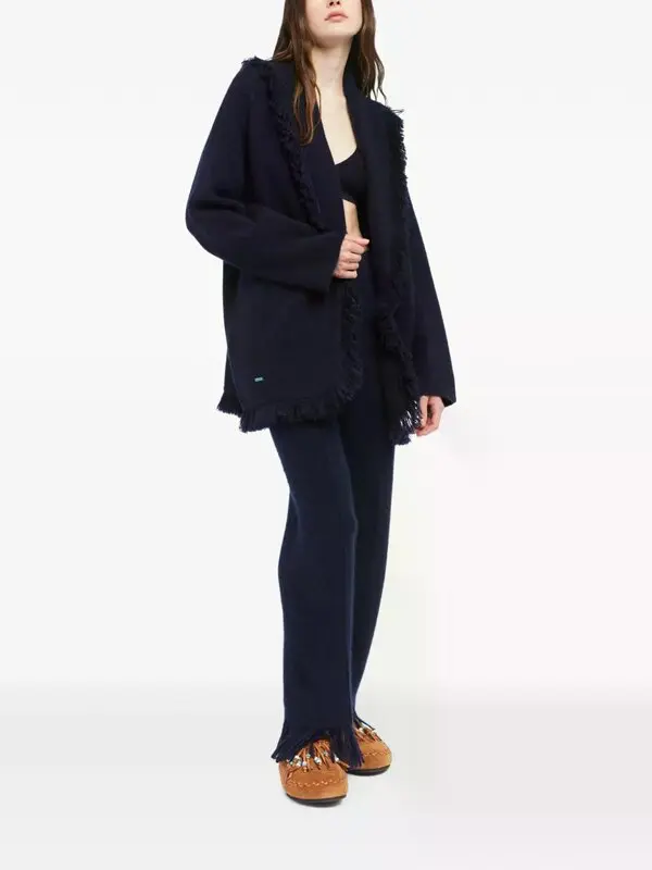 Alanui Shawl Lapel Fringe Cardigan - Blue