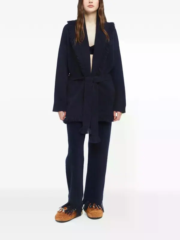 Alanui Shawl Lapel Fringe Cardigan - Blue
