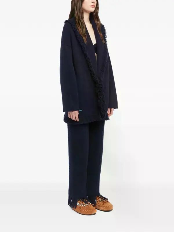 Alanui Shawl Lapel Fringe Cardigan - Blue