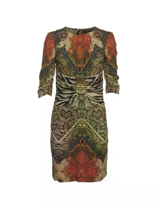 Etro Mixed-print Ruched Mini Dress