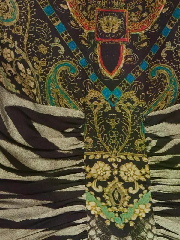 Etro Mixed-print Ruched Mini Dress