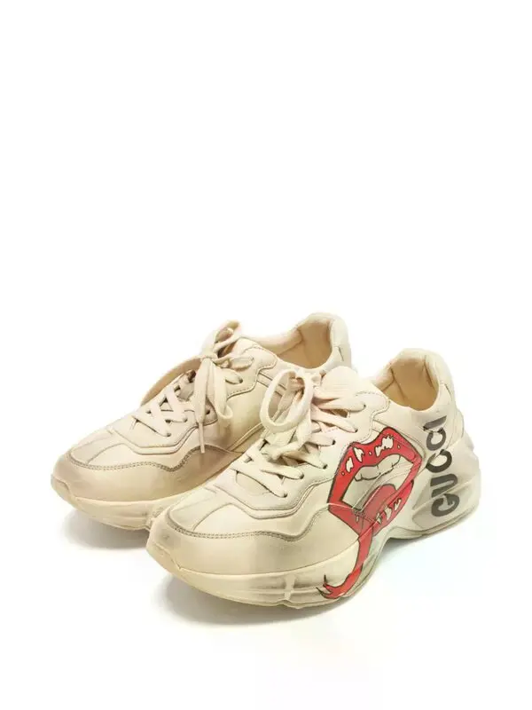 Gucci Rhyton Lace-up Graphic Print Sneakers - Neutrals