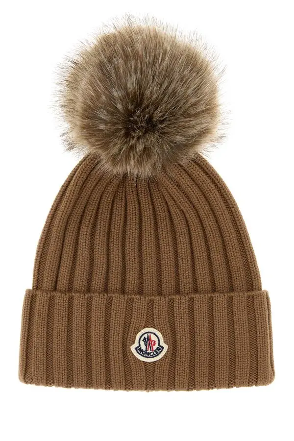 Moncler Wool Beanie Hat - Brown