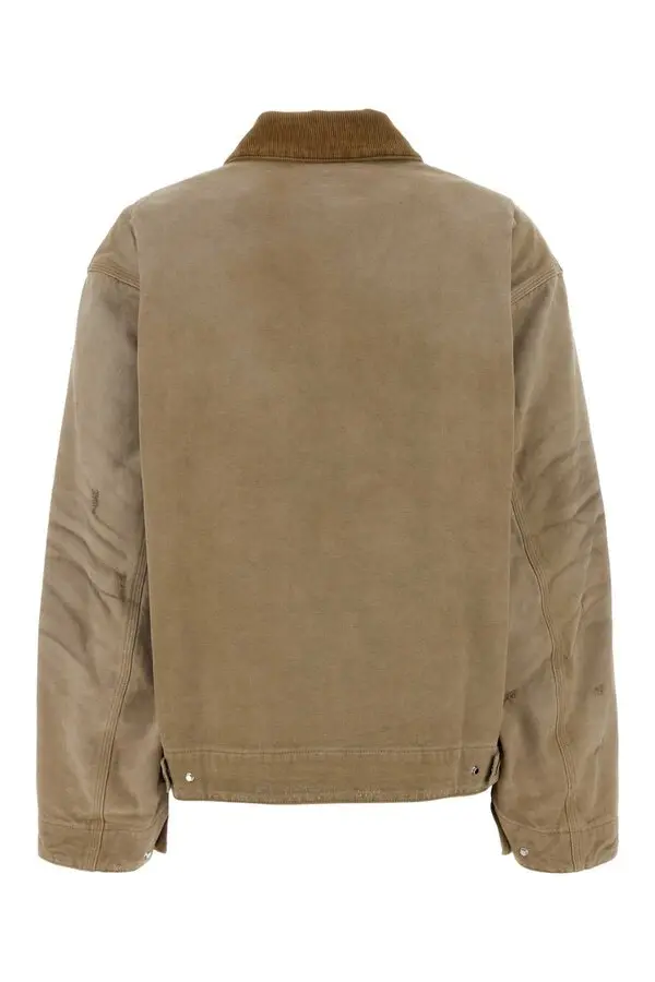 GOLDEN GOOSE Beige Cotton Jacket With Corduroy Collar - Brown