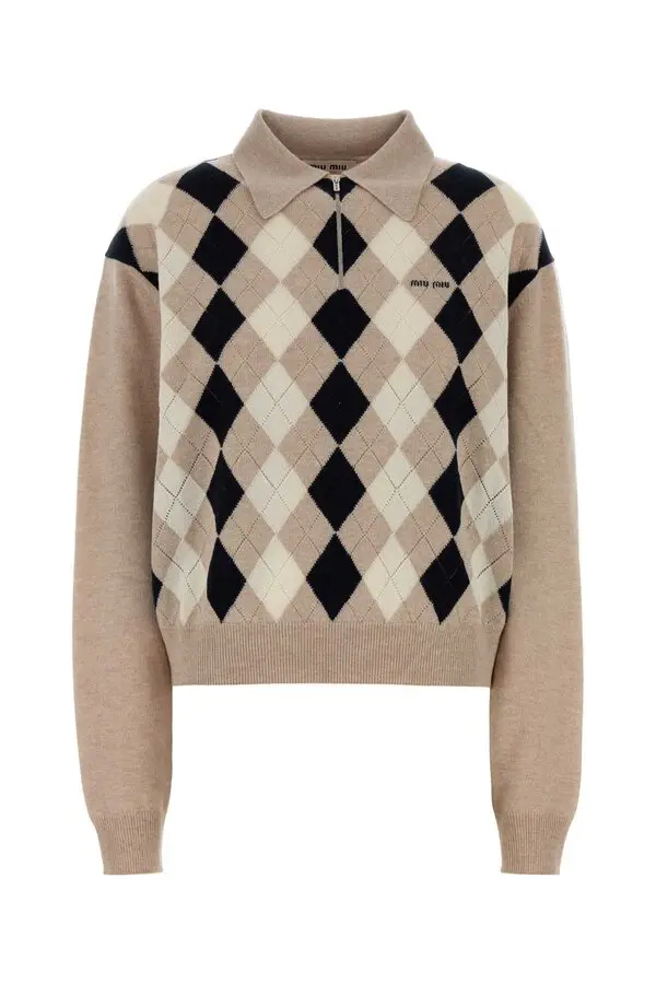 Miu Miu Cashmere Polo Shirt - Brown