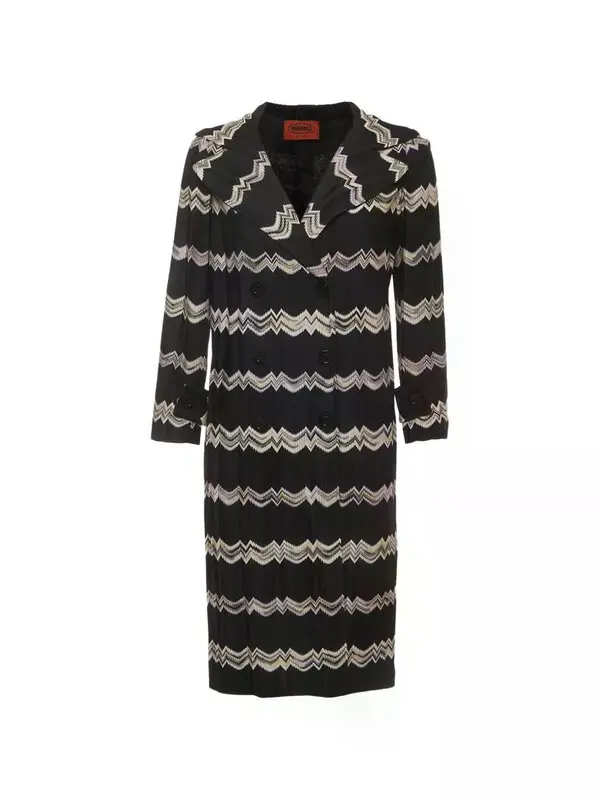 Missoni Double-breasted Chevron Knit Coat - Black