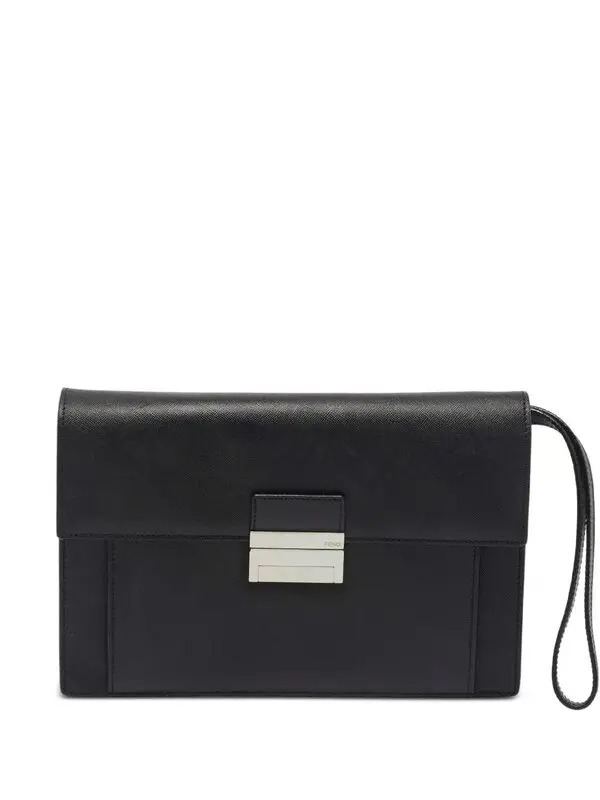 Fendi Push-lock Wristlet Clutch Bag - Black