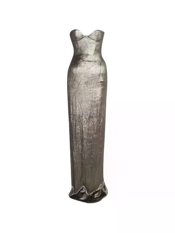 Magda Butrym Strapless Lamé Maxi Dress