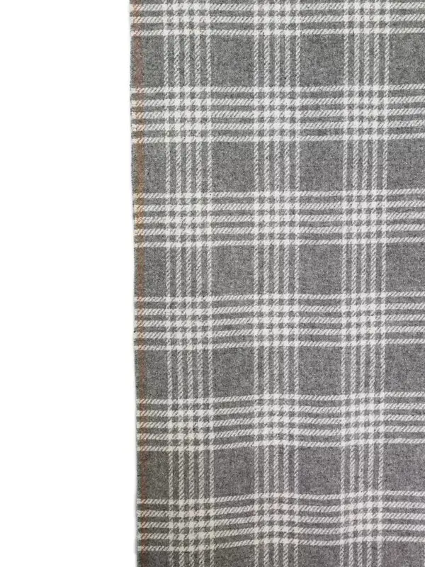 Eleventy Checked Fringed Scarf