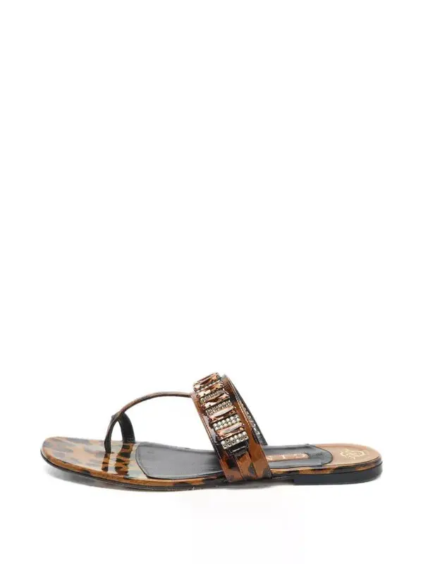 GINA Leopard-print Crystal-embellished Sandals