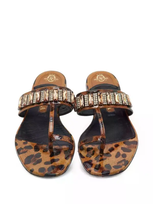 GINA Leopard-print Crystal-embellished Sandals