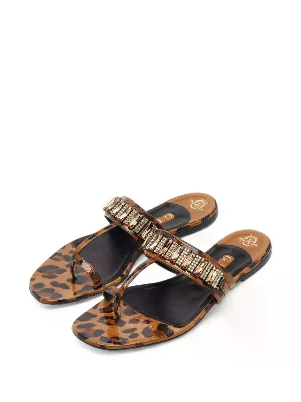 GINA Leopard-print Crystal-embellished Sandals