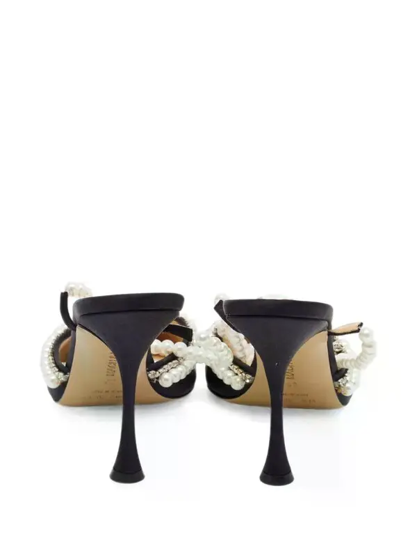Mach & Mach Satin Pearl & Crystal Embellished Stiletto Pumps