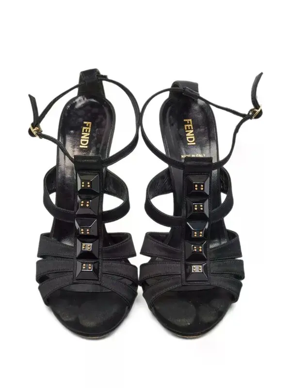 Fendi Studded T-strap High Stiletto Heeled Sandals