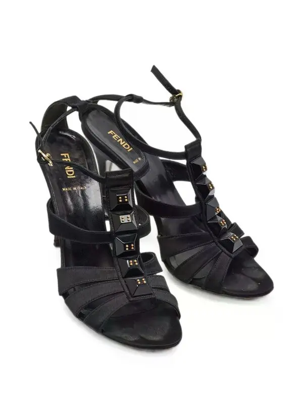 Fendi Studded T-strap High Stiletto Heeled Sandals