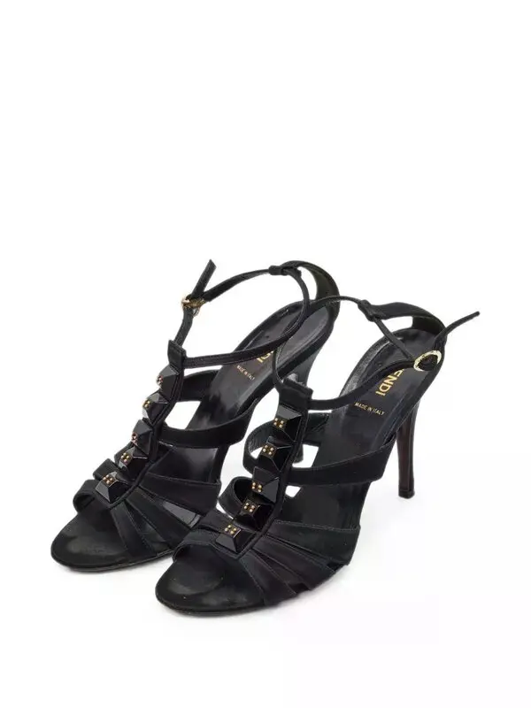 Fendi Studded T-strap High Stiletto Heeled Sandals