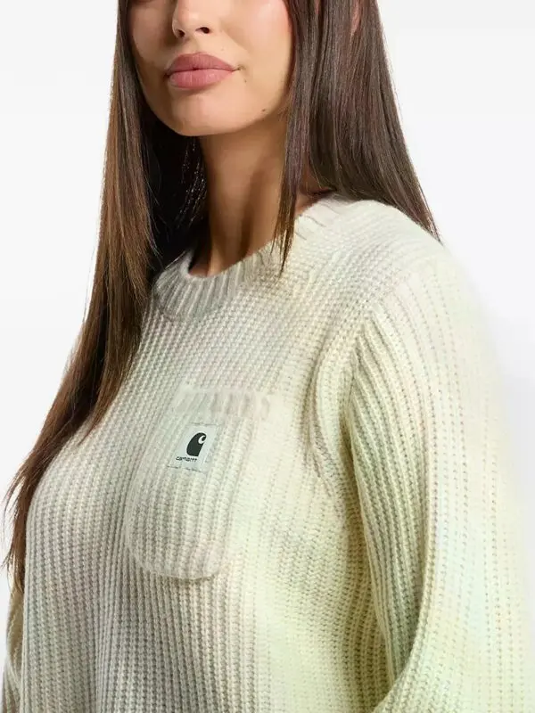 Carhartt Work In Progress Ribbed Knit Logo Patch Sweater - Neutrals