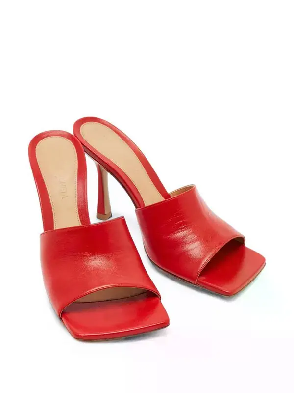 Bottega Veneta Stretch Square-toe High Heel Sandals - Red