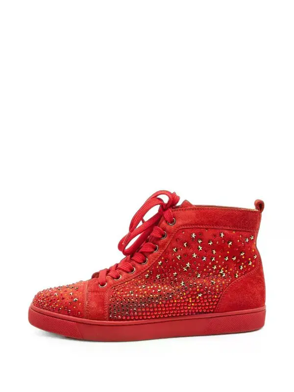 CHRISTIAN LOUBOUTIN Louis Crystal Embellished High-top Sneakers